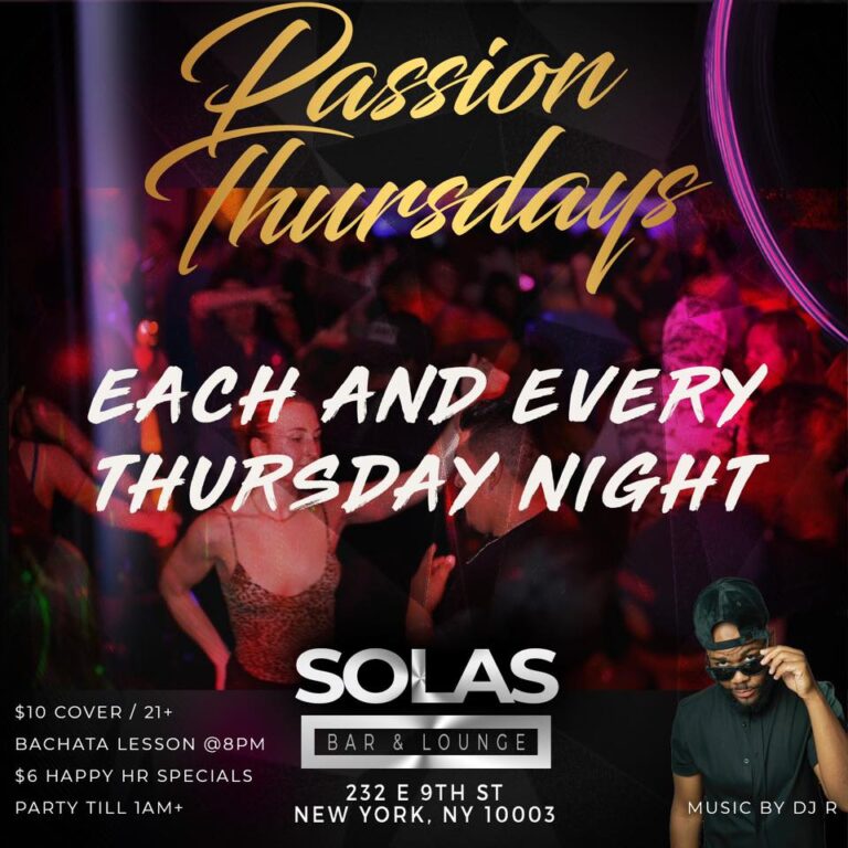 Passion Thursdays at SOLAS Bar & Lounge - GO Latin Dance
